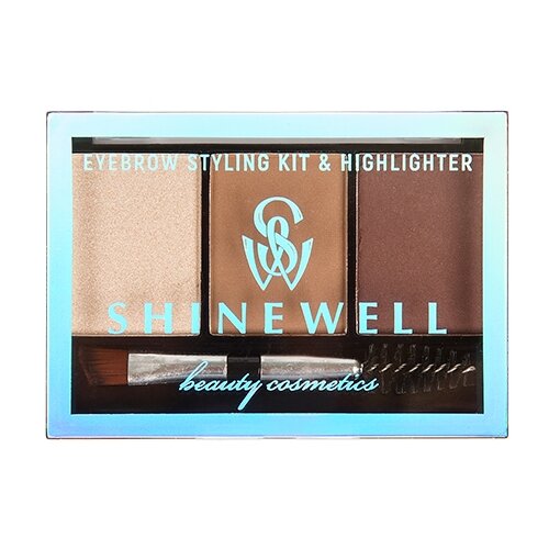 Набор для бровей Shinewell Eyebrow Styling Kit & Highlighter т. 02 6,23 г