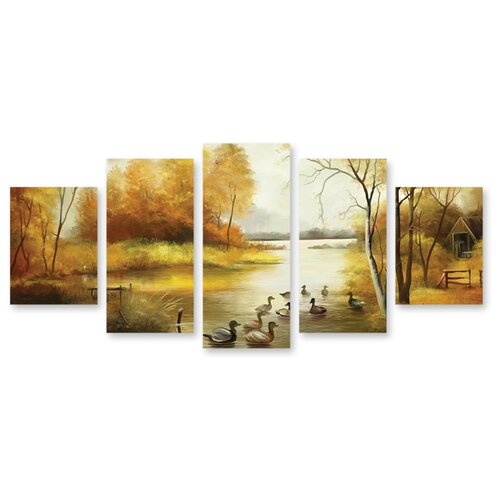 Модульная картина на холсте "Осенний пейзаж" 120x57 см