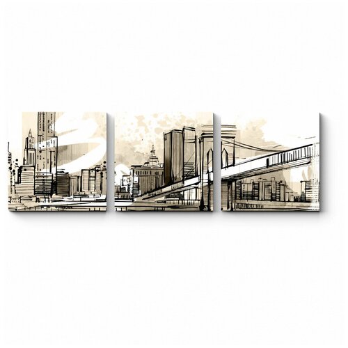 Модульная картина Винтажный мост 200x67