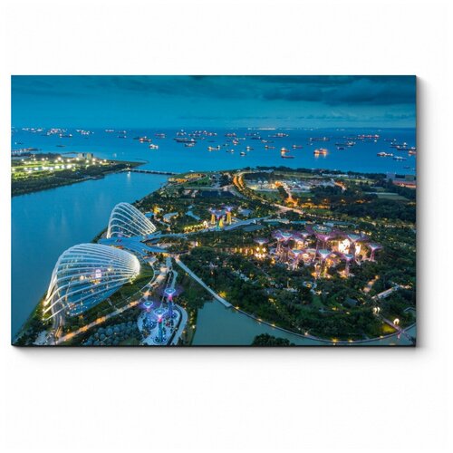 Модульная картина Пролетая над ночным Сингапуром 30x20