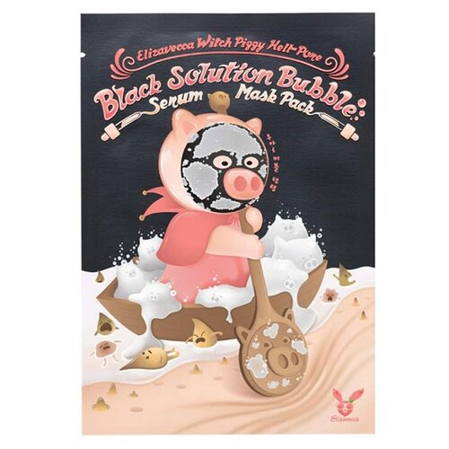 Elizavecca Witch Piggy Hell-Pore Black Solution Bubble Serum Mask Pack кислородно-пузырьковая маска с угольным порошком, 28 г, 28 мл