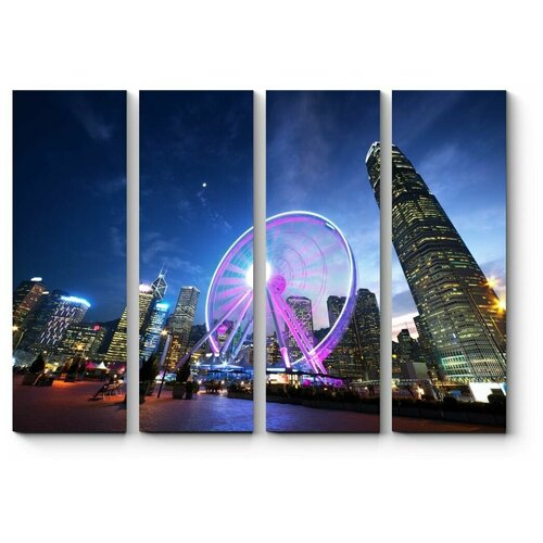 Модульная картина Сверкающее колесо обозрения, Гонконг 100x75