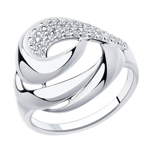 Кольцо Diamant, серебро, 925 проба, фианит, размер 17