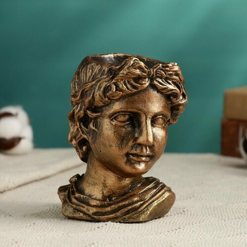 Хорошие сувениры Фигурное кашпо "Голова девушки" бронза, 10х13см