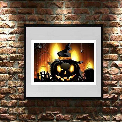 Постер "Жуткая тыква в шляпе" на Хэллоуин (Halloween) от Cool Eshe из коллекции "Праздники"