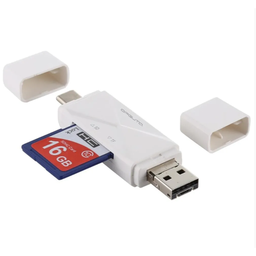 Картридер OTG Орбита OT-PCR16 (TF, SD, microUSB, Type-C) цвет белый