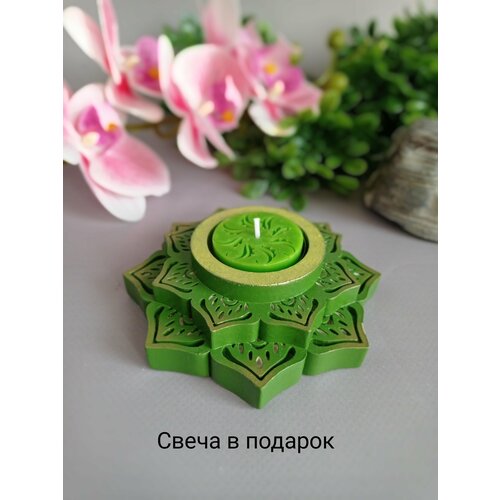 Подсвечник для чайной свечи "Цветок лотоса", зеленый