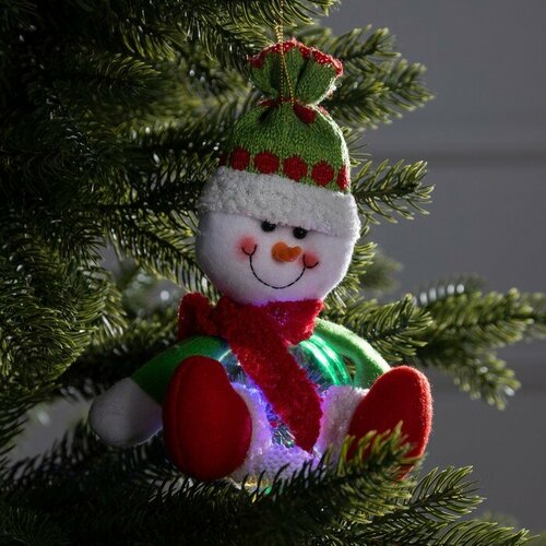 Luazon Lighting Ёлочная игрушка «Снеговичок», от батареек, свечение мульти