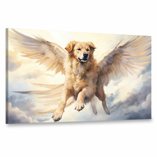 Интерьерная картина 100х60 "Пес, летящий в небе"