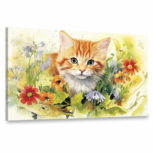 Интерьерная картина 100х60 "Кот и его диковинные манеры"