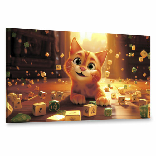 Интерьерная картина 100х60 "Кот и его удача"