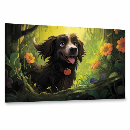 Интерьерная картина 100х60 "Собака на поисках сокровищ"