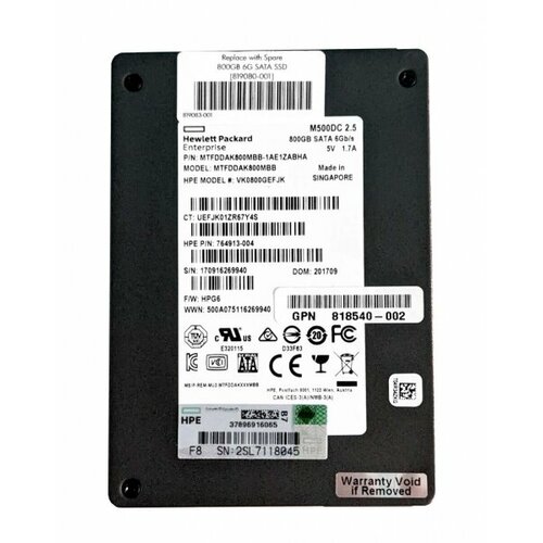 Жесткий диск HP 798086-B21 800Gb SATAIII 2,5" SSD