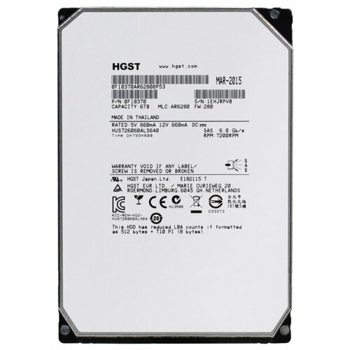 Жесткий диск Hitachi HUS726060ALS640 6Tb SAS 3,5" HDD