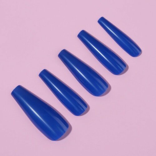 Накладные ногти, 24 шт, форма балерина, цвет тёмно-синий