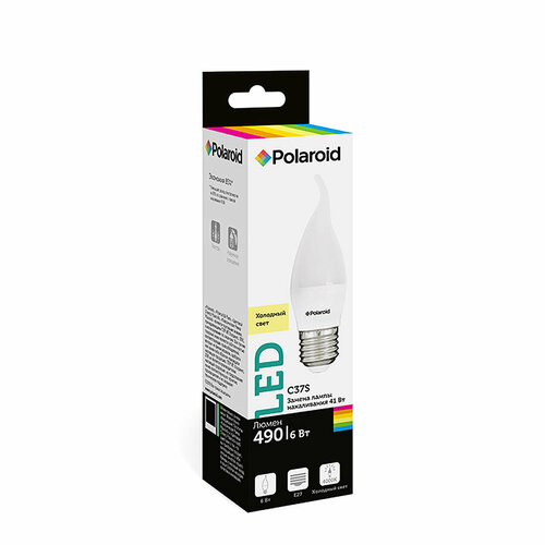 Светодиодная лампа Polaroid 220V C37S 6W 4000K E27 490lm