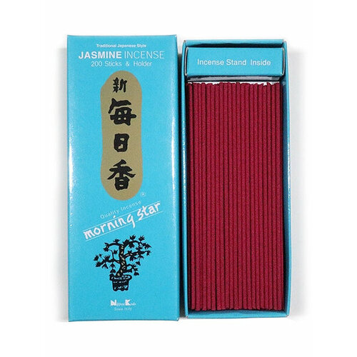 Японские благовония Жасмин (Jasmine, серия Morning Star) палочки ароматические, 200 шт. + подставка