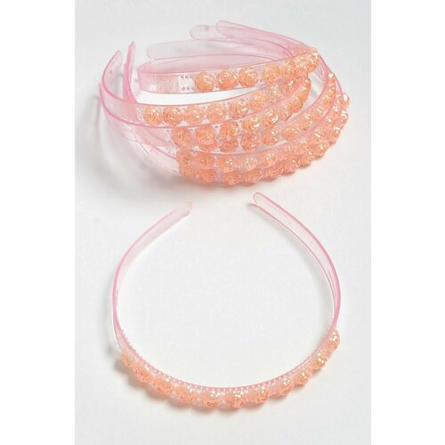 Ободки 1,2 см пластиковые "Розочка" (12 шт) SF-3189, розовый персик