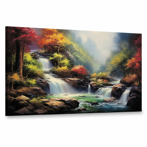 Интерьерная картина 100х60 "Водопад осень"