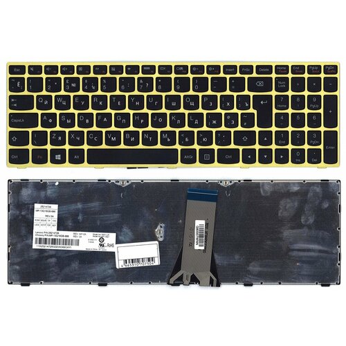 Клавиатура для ноутбука Lenovo IdeaPad G50-70 черная с салатовой рамкой