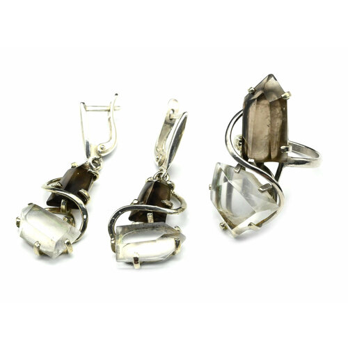 Комплект бижутерии: кольцо, серьги, кристалл, размер кольца 18.5, мультиколор