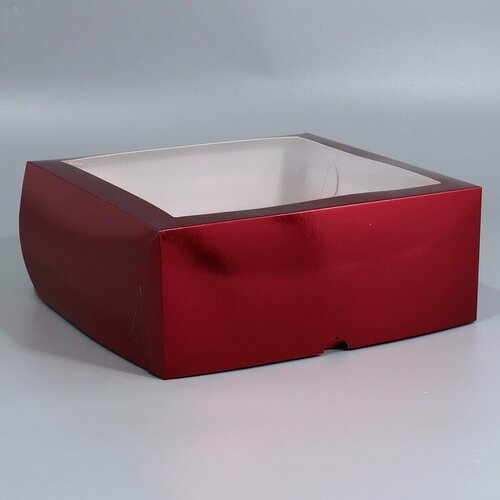 Коробка складная на 9 капкейков с окном «Бордовая», 25 х 25 х 10 см