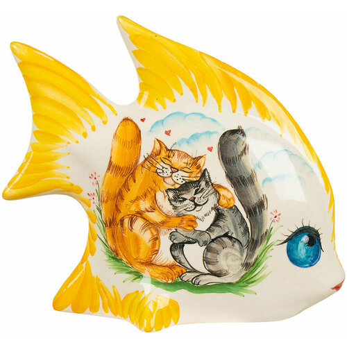 Фигурка Рыба Коты Любовь и нежность керамическая декоративная авторской ручной работы