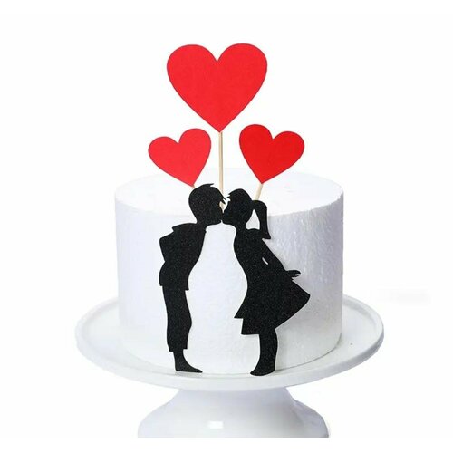 Украшение для торта/ набор/ "Влюбленные пара"/свадебное, день святого Валентина, Любовь, сердце