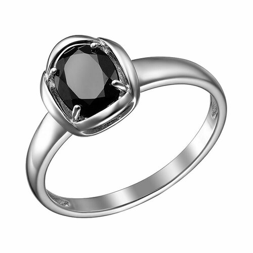 Перстень UVI, серебро, 925 проба, платинирование, размер 18, серебряный, черный