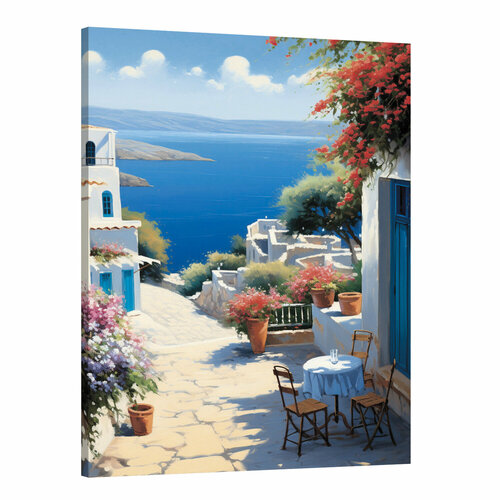 Интерьерная картина 50х70 "Греция в объятиях моря"
