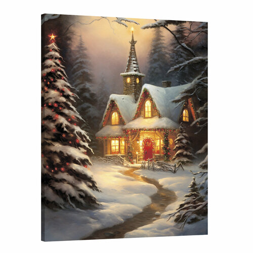 Интерьерная картина 50х70 "Сказочное Рождество: мир, полный радости"