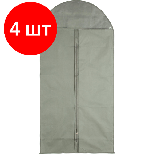 Комплект 4 штук, Чехол для одежды из спанб. Luscan с прозр. верхом, 60х120см, серый, HD-HH006