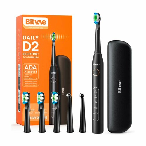 Электрическая зубная щетка D2 Daily Toothbrush, звуковая, 40000 дв/мин, 4 насадки