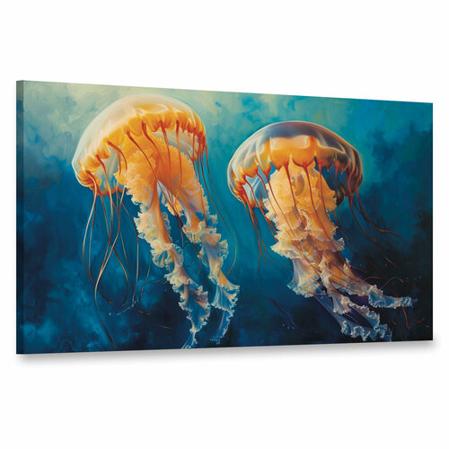 Интерьерная картина 100х60 "Медуза в золотистых лучах"