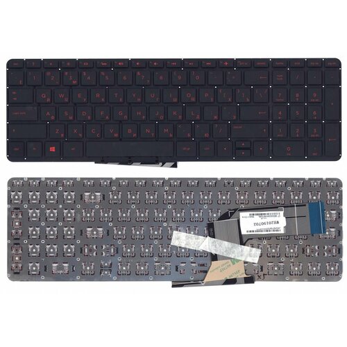 Клавиатура для HP Pavilion 15-P020CA черная с красной подсветкой