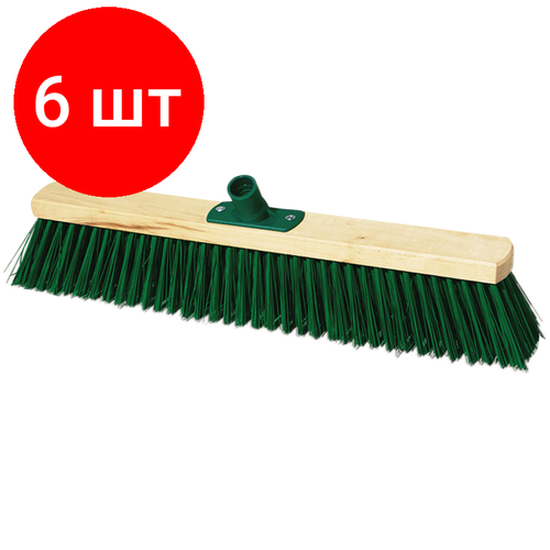 Комплект 6 шт, Щетка для уборки OfficeClean Professional, техническая, 40см, жесткая щетина 5.5 см, деревянная, еврорезьба