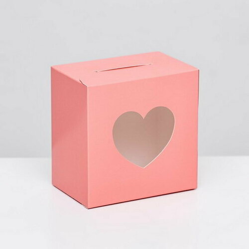 Коробка сборная, розовая, 10 x 10 x 6.5 см