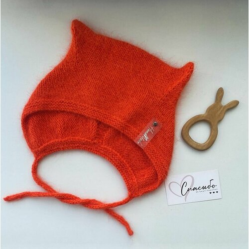 Шапка ушанка  детская шапочка из пуха норки, размер 44/48, оранжевый, красный