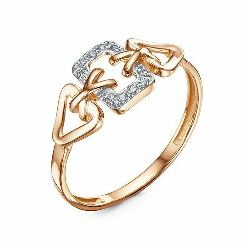 Кольцо Diamant online, золото, 585 проба, фианит, размер 15.5, бесцветный
