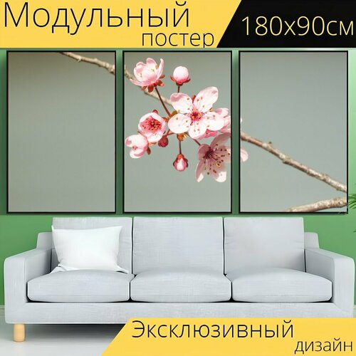 Модульный постер "Цветок, цветок весны, весна" 180 x 90 см. для интерьера