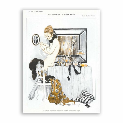 Постер на бумаге в стиле Пин-ап / La Vie Parisienne - La Coquette Desarmee / Размер 60 x 80 см