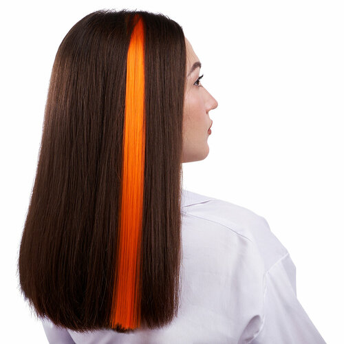 Цветные пряди для волос, на заколке, 5 гр, Оранжевый, 50*3,3 см, 2 шт.