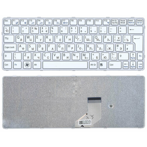 Клавиатура для Sony Vaio SVE1112M1RB. RU3 белая с белой рамкой