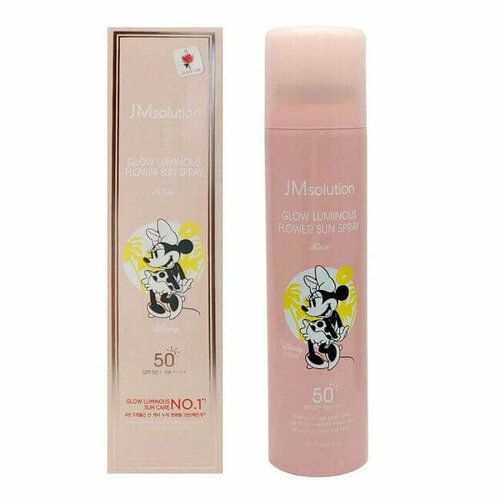 Увлажняющий солнцезащитный спрей с экстрактом розы Glow Luminous Flower Sun Spray Rose Disney Mini 180 мл Jmsolution