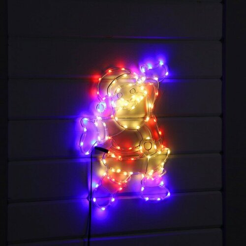 Luazon Lighting Светодиодная фигура «Дед Мороз», 38 × 50 см, дюралайт, 100 LED, 220 В, свечение красное/зелёное/белое
