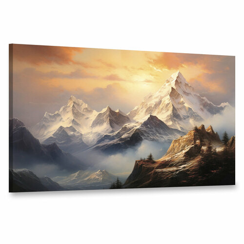 Интерьерная картина 100х60 "Величие гор: пейзаж, который вдохновляет"