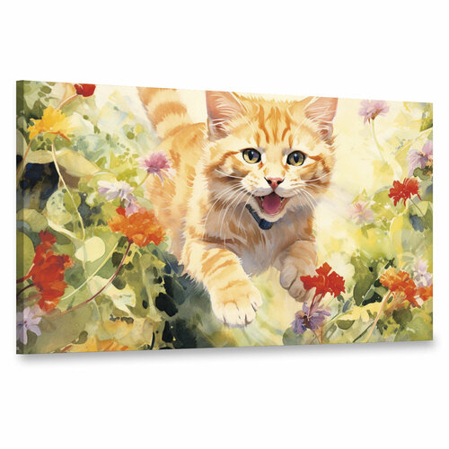 Интерьерная картина 100х60 "Кот и его прыжок"