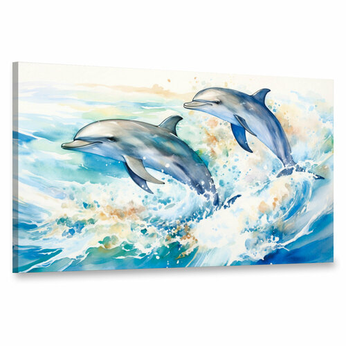 Интерьерная картина 100х60 "Дельфины"