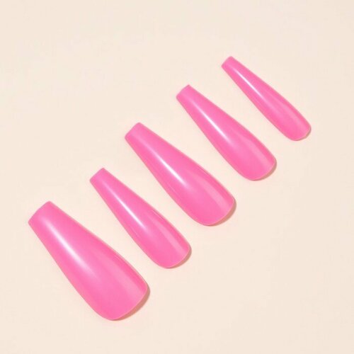 Queen fair Накладные ногти, 24 шт, форма балерина, цвет розовый
