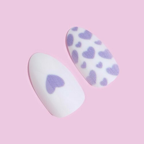Queen fair Накладные ногти, 24 шт, с клеевыми пластинами, форма миндаль, цвет белый/розовый/сиреневый
